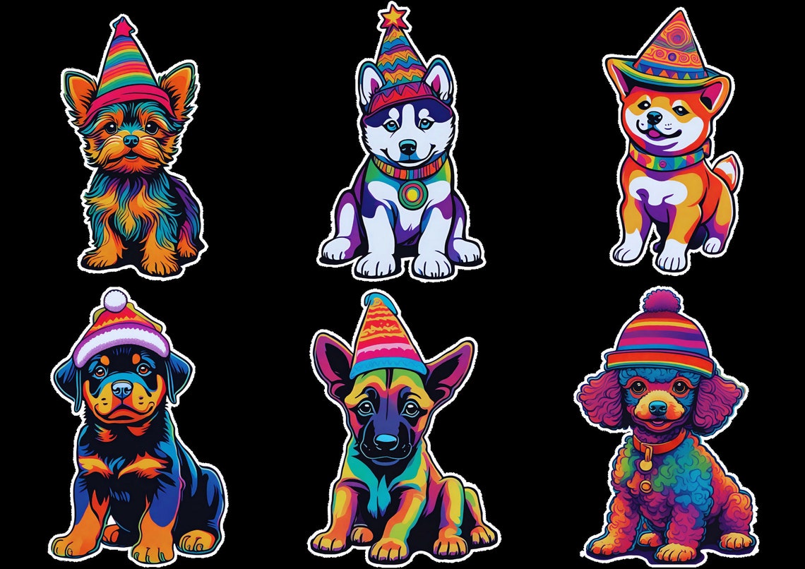 16x Cute Puppy: Print and Cut Digital PNG Sticker Sheets, 16 Different ...