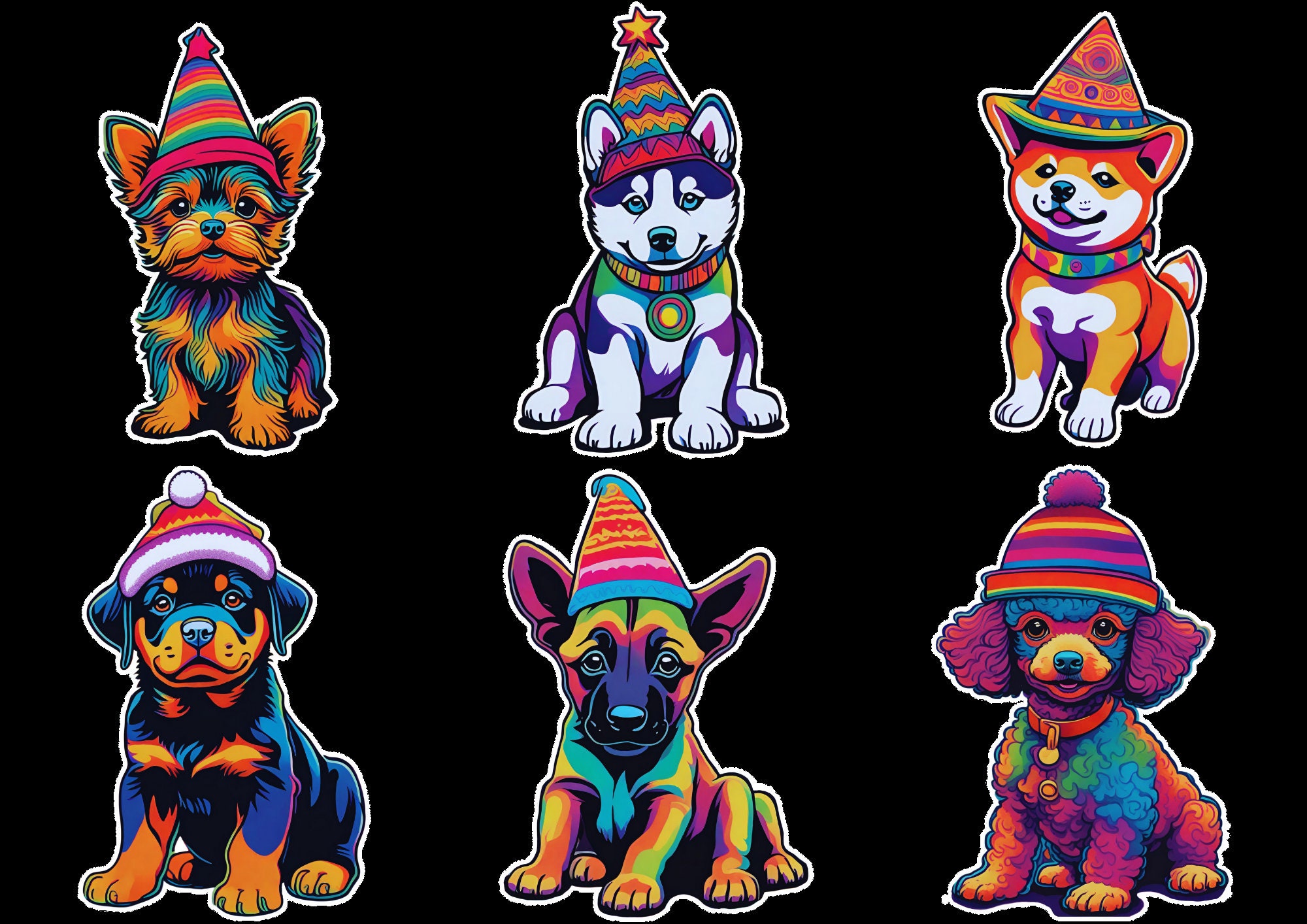 16x Cute Puppy: Print and Cut Digital PNG Sticker Sheets, 16 Different ...