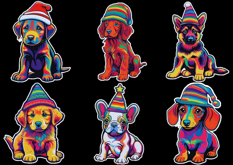 16x Cute Puppy: Print and Cut Digital PNG Sticker Sheets, 16 Different ...