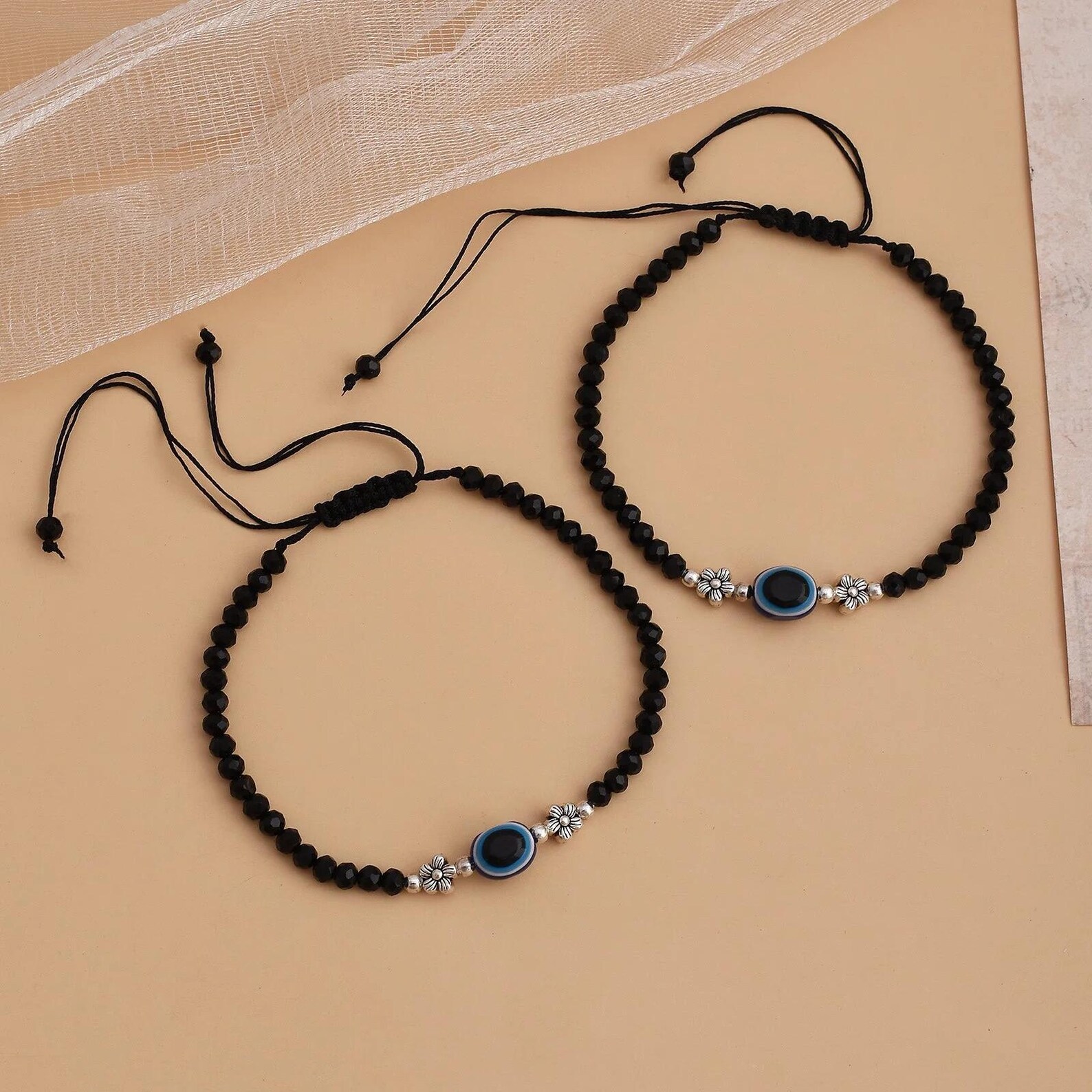 Evil Eye Black Thread Anklet | Adjustable Anti Nazar Black Thread ...
