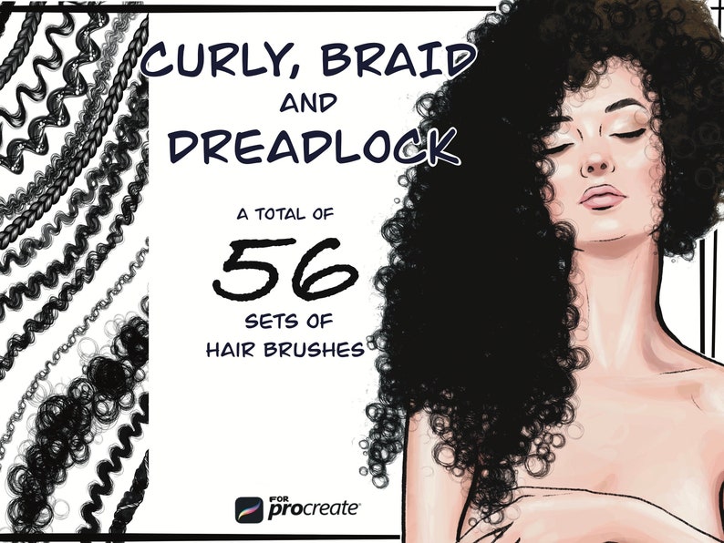 Curl Procreate Brush, Braid Procreate Brush, Procreate Hair Brush ...