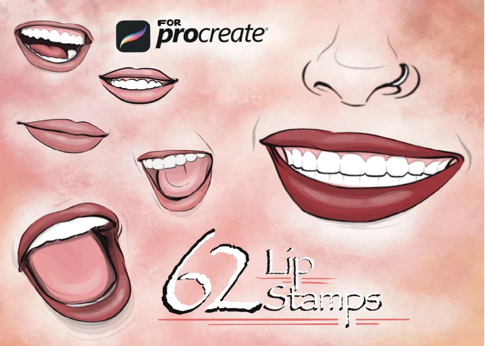 Procreate Lip Brush, Realistic Lip Stamps, Smile Stamp for Ipad ...