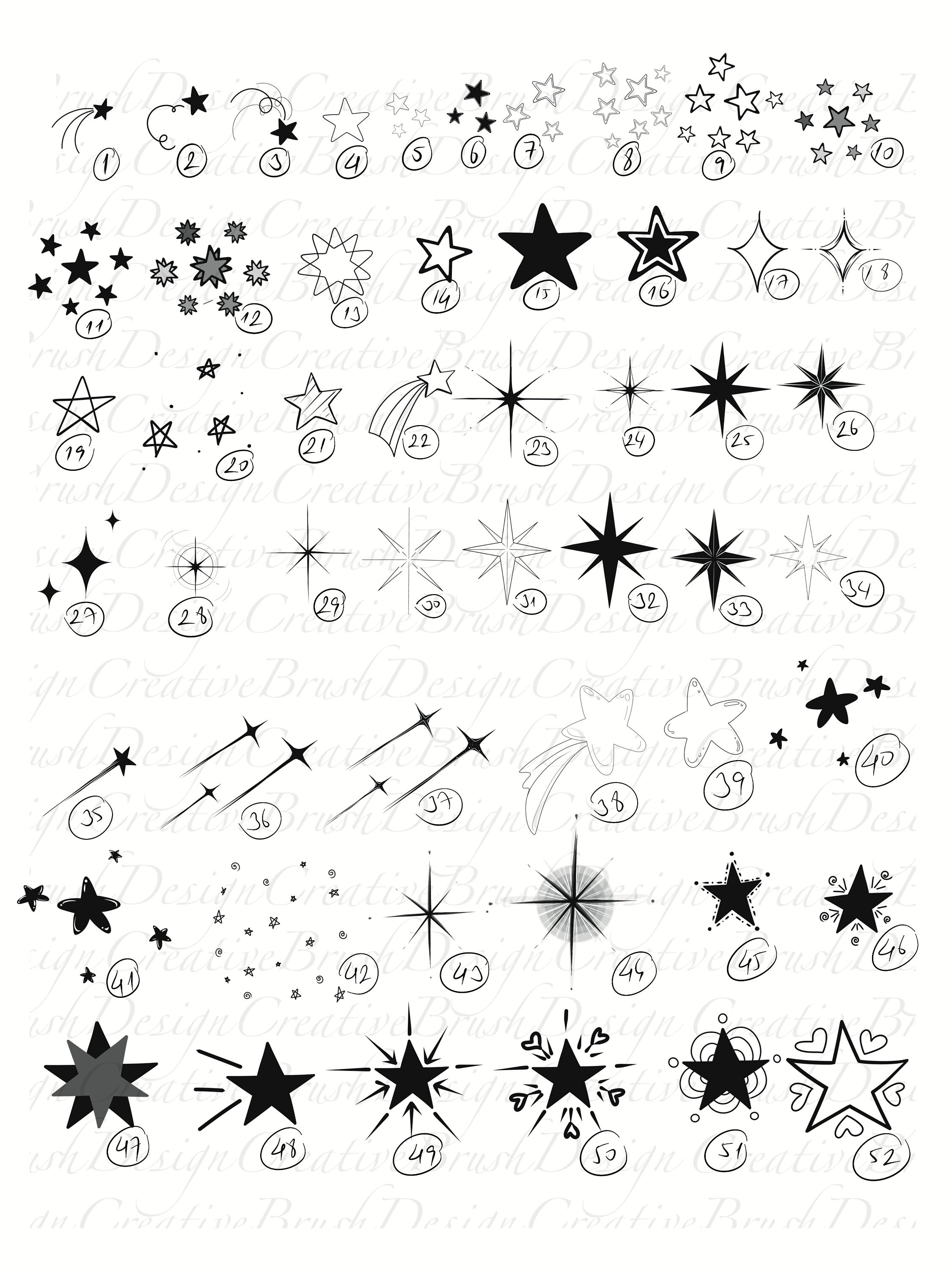 Procreate Star Stamps, Star Doodle Brushset, Star Stamp Brushes for ...