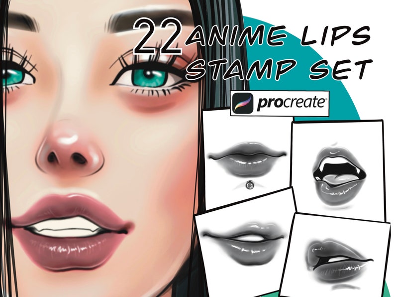 Anime Lips Stamp, Procreate Anime Lip Brushes, Lips Drawing for ...