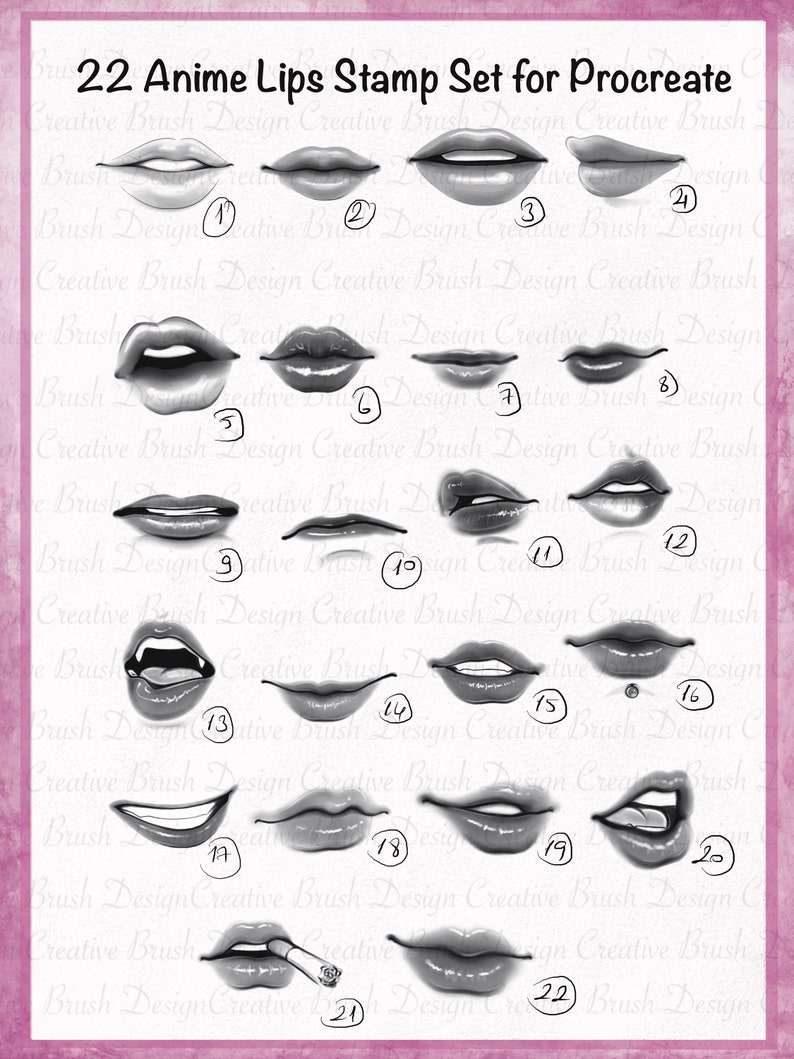 Anime Lips Stamp, Procreate Anime Lip Brushes, Lips Drawing for ...