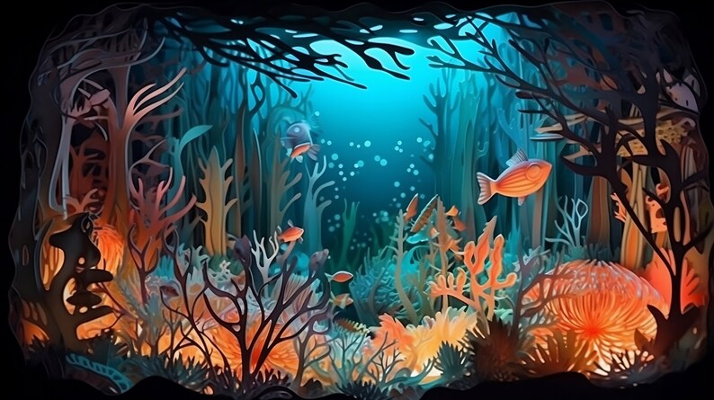Deep Sea Living L Paper Craft L Digital Art - Etsy