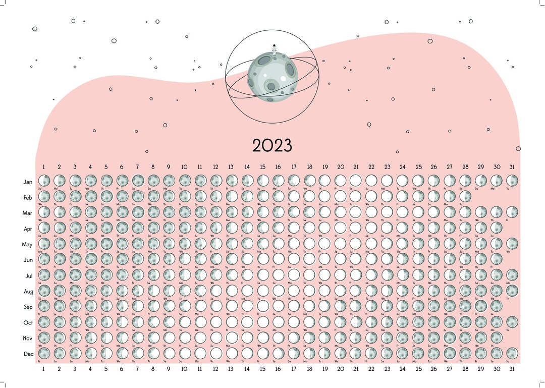 2023 Northern Hemisphere Calendar Color Pink - Etsy