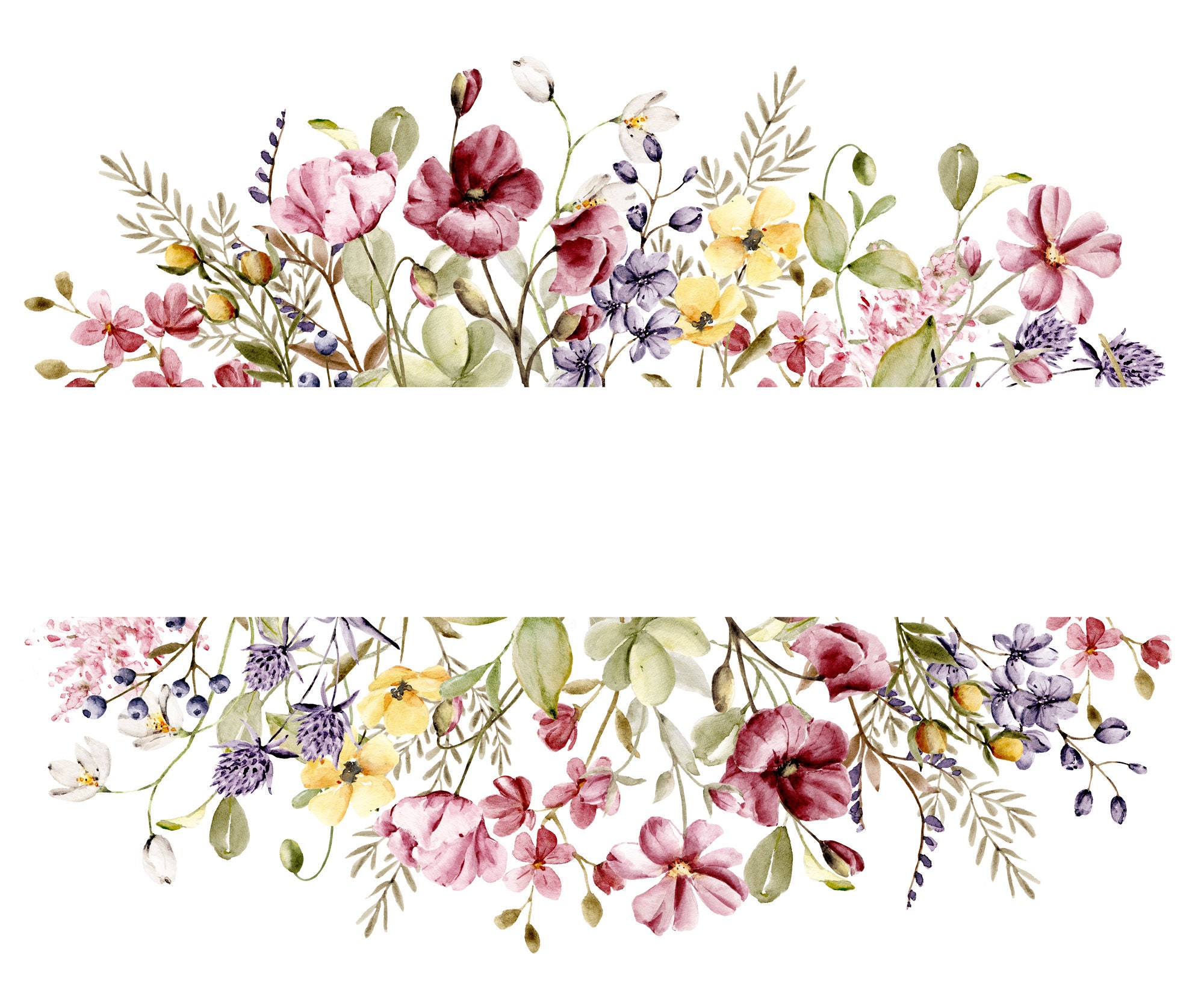 Floral Frame Digital Printable Image Printable Flower Border Instant ...