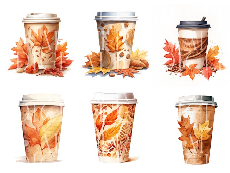 Watercolor Coffee Clipart, Cozy Autumn Clipart, Fall Clipart ...
