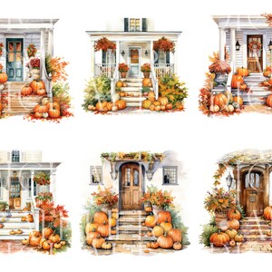 Watercolor Fall Scences Clipart Bundle Autumn Fall Front - Etsy
