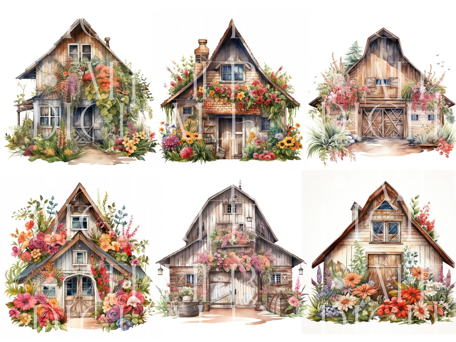 Boho Farmhouse Clipart Bundle Barn House Rustic Country - Etsy