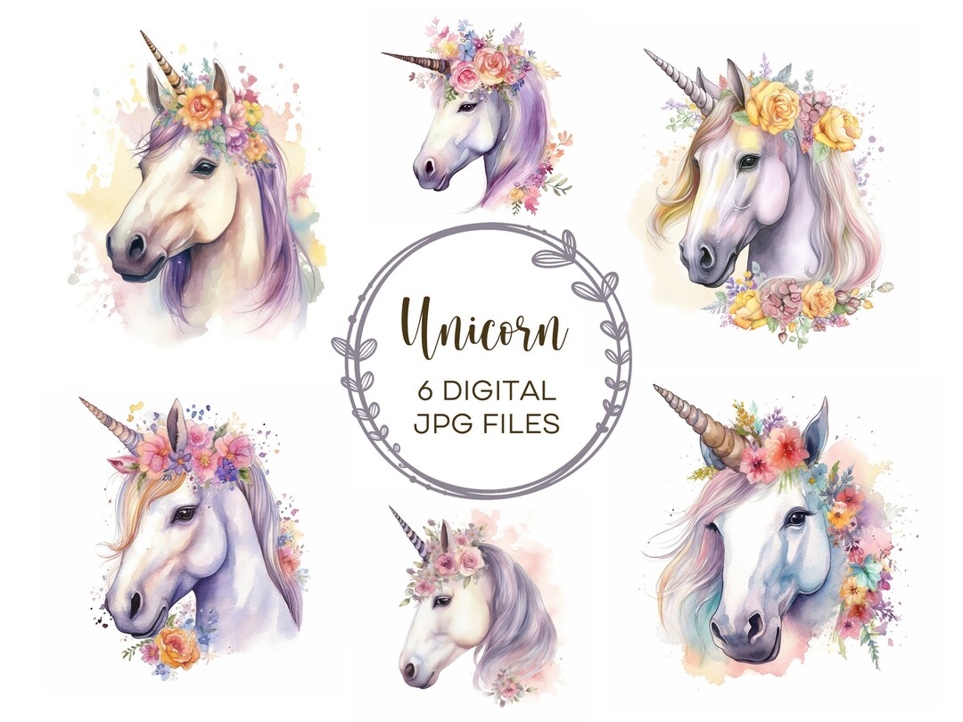Unicorn Watercolor Clipart Unicorn Jpg, Illustration, Watercolor ...