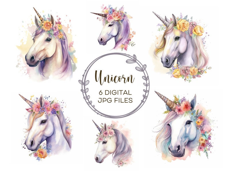 Unicorn Watercolor Clipart Unicorn Jpg, Illustration, Watercolor ...