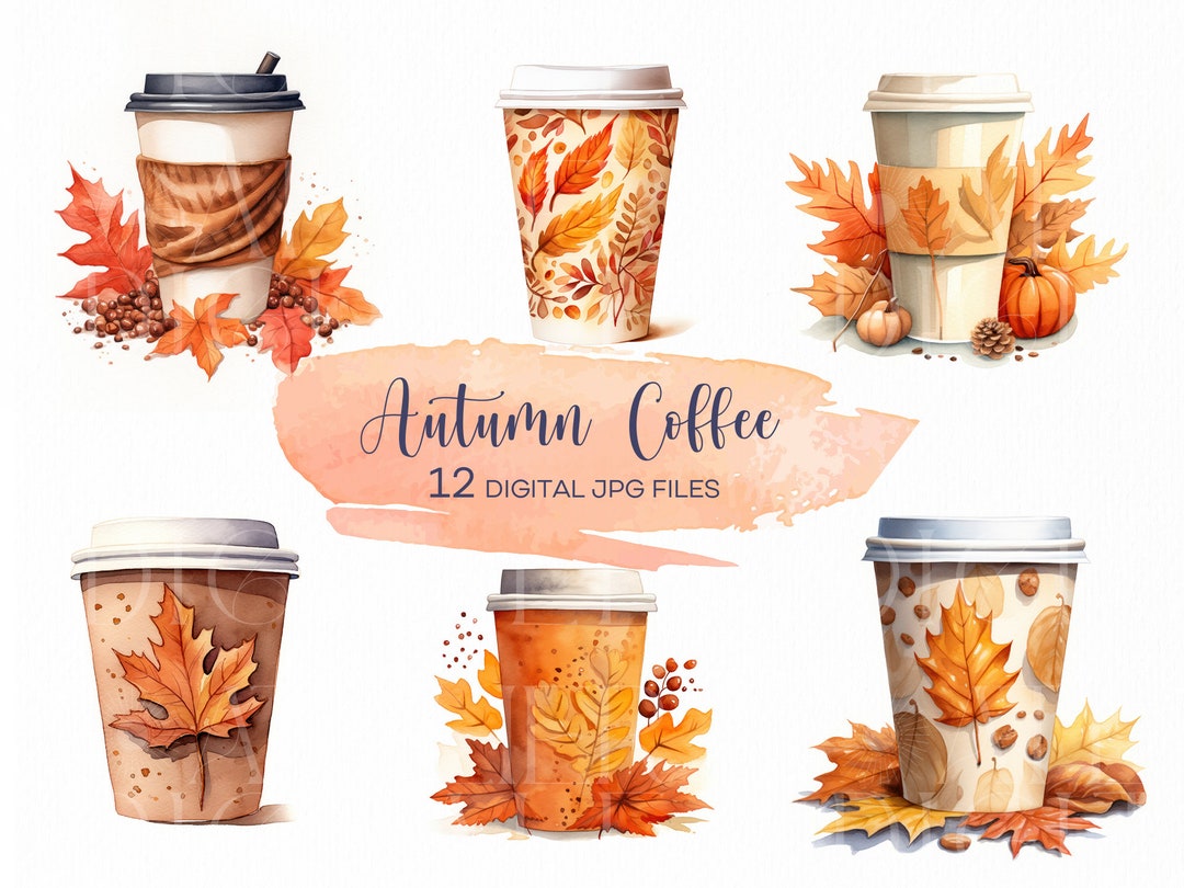 Watercolor Coffee Clipart, Cozy Autumn Clipart, Fall Clipart ...
