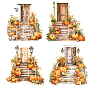 Watercolor Fall Scences Clipart Bundle Autumn Fall Front - Etsy