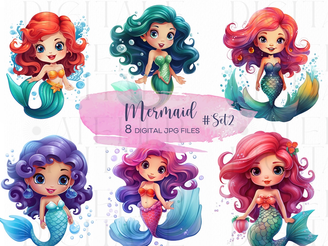 Mermaid Clipart, Fairy Tale, Magical Fantasy Clip Art, Nursery Decor ...