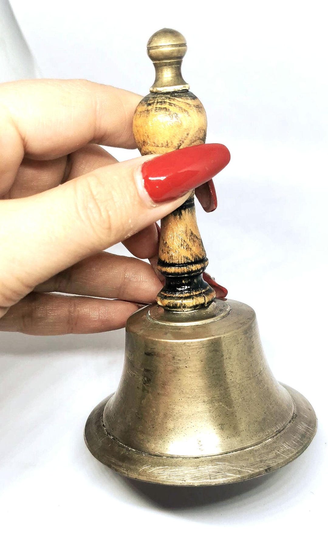Vintage Brass Hand English School Bell /teacher's Bell Lead Ringer 1960 ...