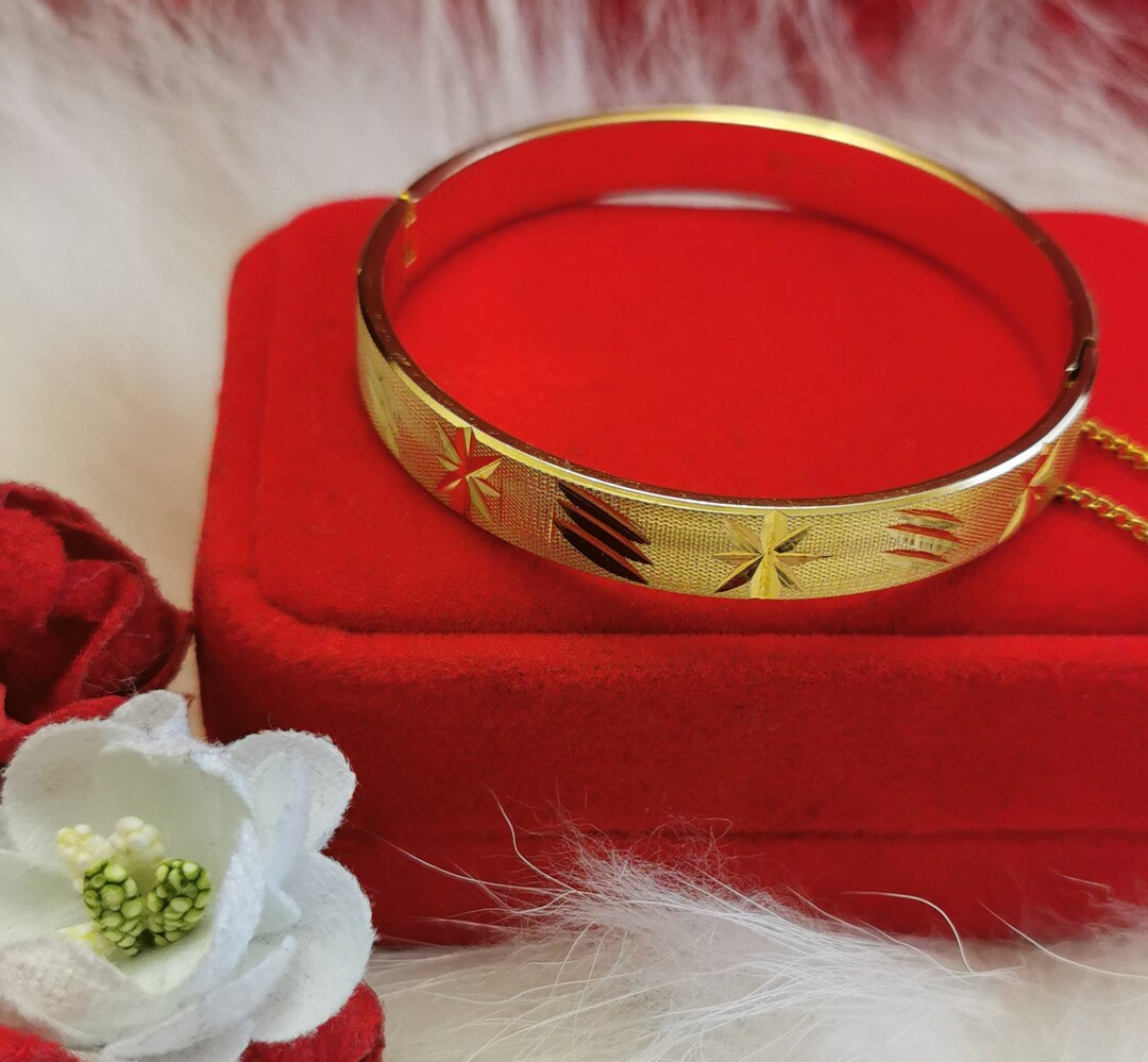 Vintage 18K Rolled Gold Plated Bangle Etched Scrolling 33g - Etsy