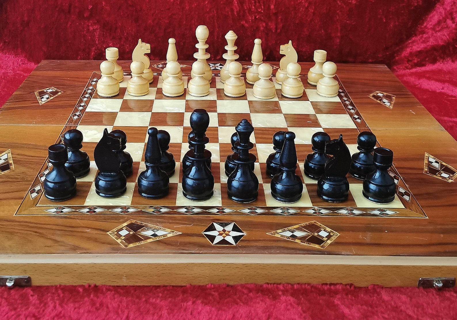 Vintage Disaigned Large Turkish Backgammon Chess,, Helena Wood Art ...