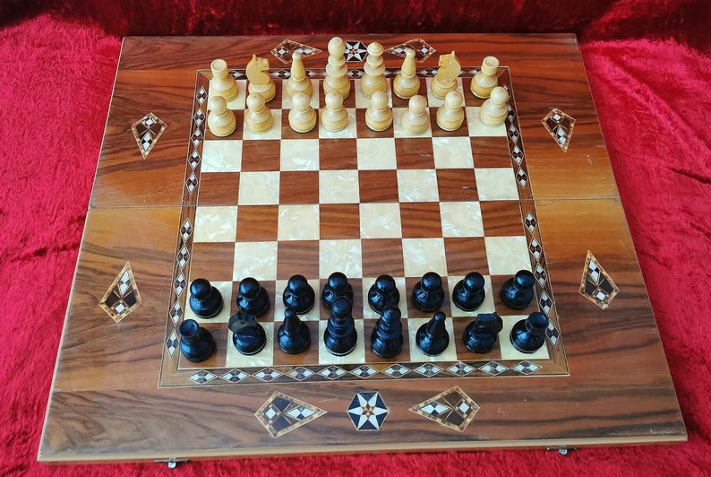 Vintage Disaigned Large Turkish Backgammon Chess,, Helena Wood Art ...