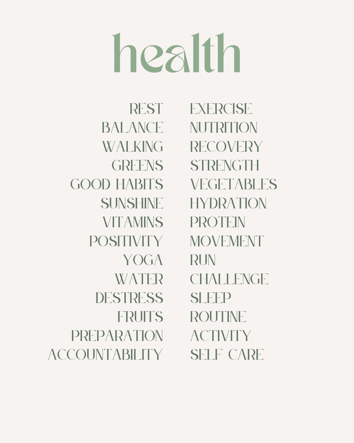 The Meaning of Health Digital Printable Downloadable Wall Decor Home ...