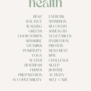The Meaning of Health Digital Printable Downloadable Wall Decor Home ...