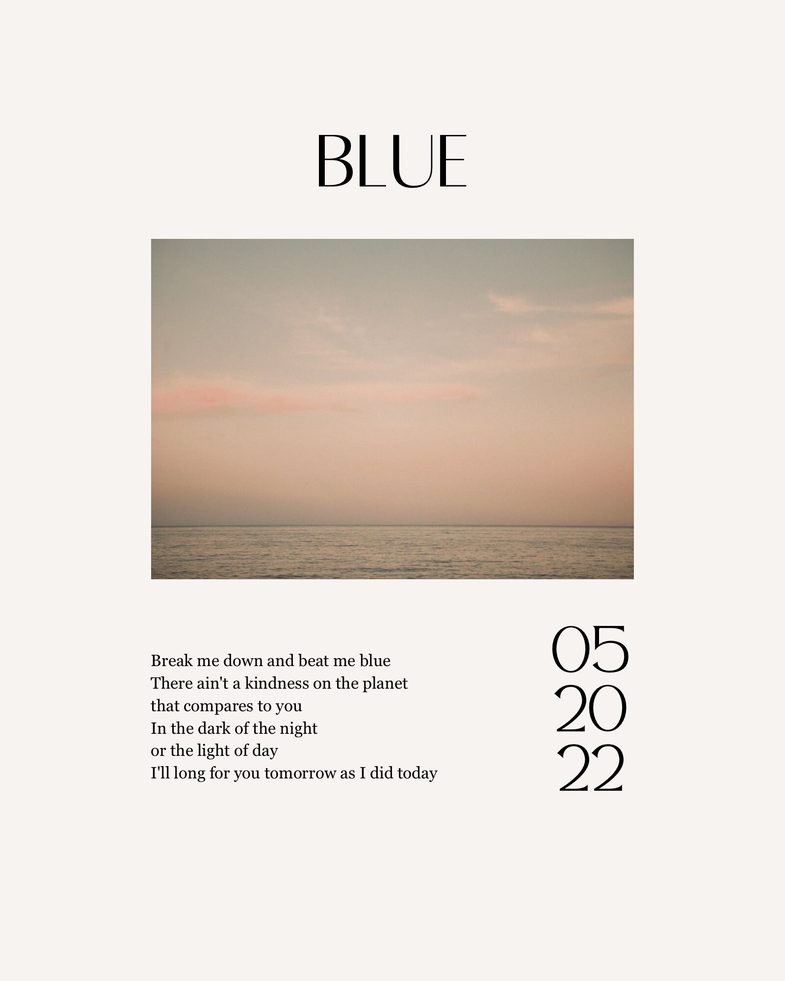 Blue Lyrics DIGITAL PRINT Printable Download Music Print for Home ...