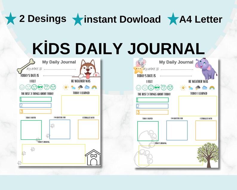 Kids Daily Journal Printable Journal for Kids Diary for - Etsy