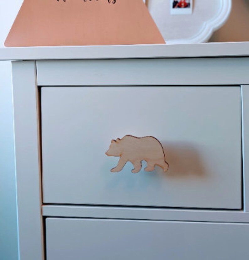 Black Bear Wooden Knobs, Woodland Bear Drawer Pulls, Animal Cabinet ...