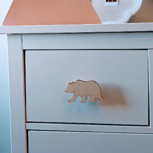 Black Bear Wooden Knobs, Woodland Bear Drawer Pulls, Animal Cabinet ...