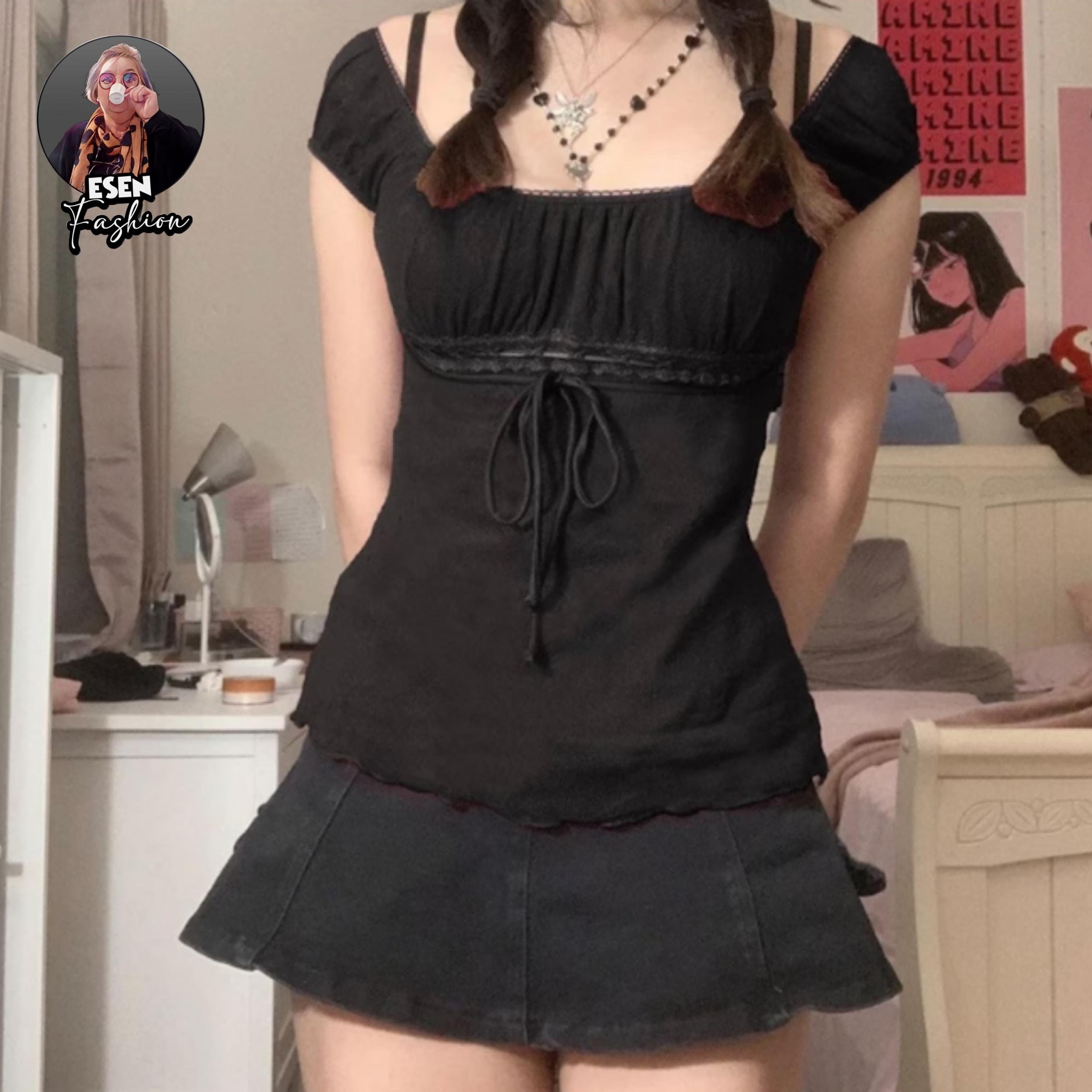 2000s Y2k Aesthetic Sweet Lace Tops Women off Shoulder - Etsy