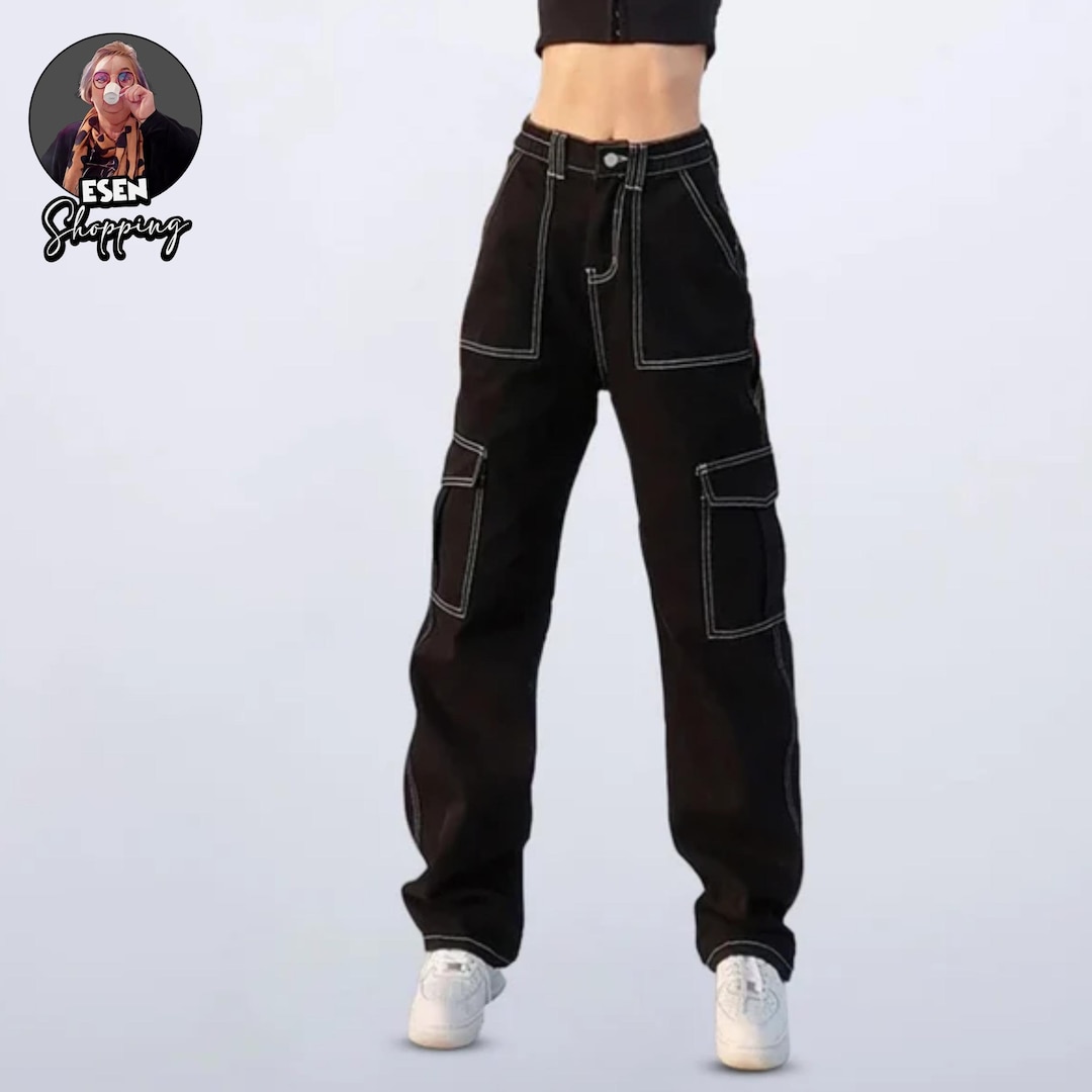 Baggy Patchwork Jeans Streetwear Fashion Women's Loose - Etsy