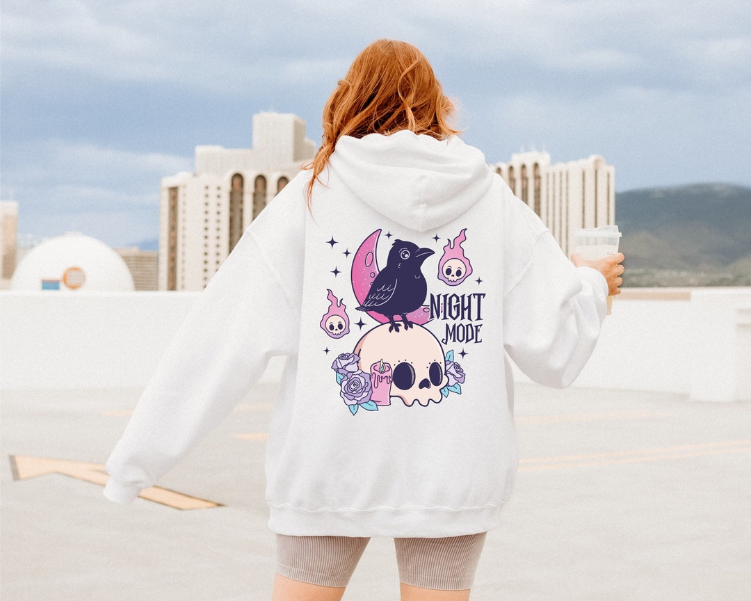 Night Mode Gothic Hoodie - Back Design Hoodie, Kawaii Birthday Gift ...