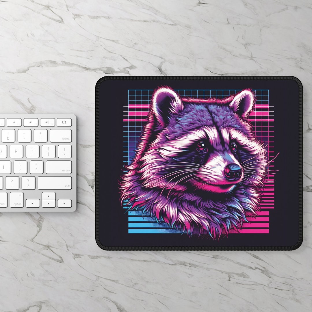 Vaporwave Raccoon Desk Mat Best Friend Gift Idea, Dark Purple Desk Mat ...