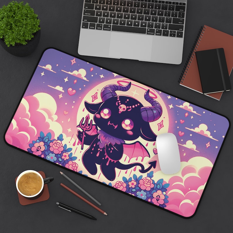 Pastel Goth Baphomet Desk Mat - Bestfriend Gift, Creepy Cute Mouse Pad ...