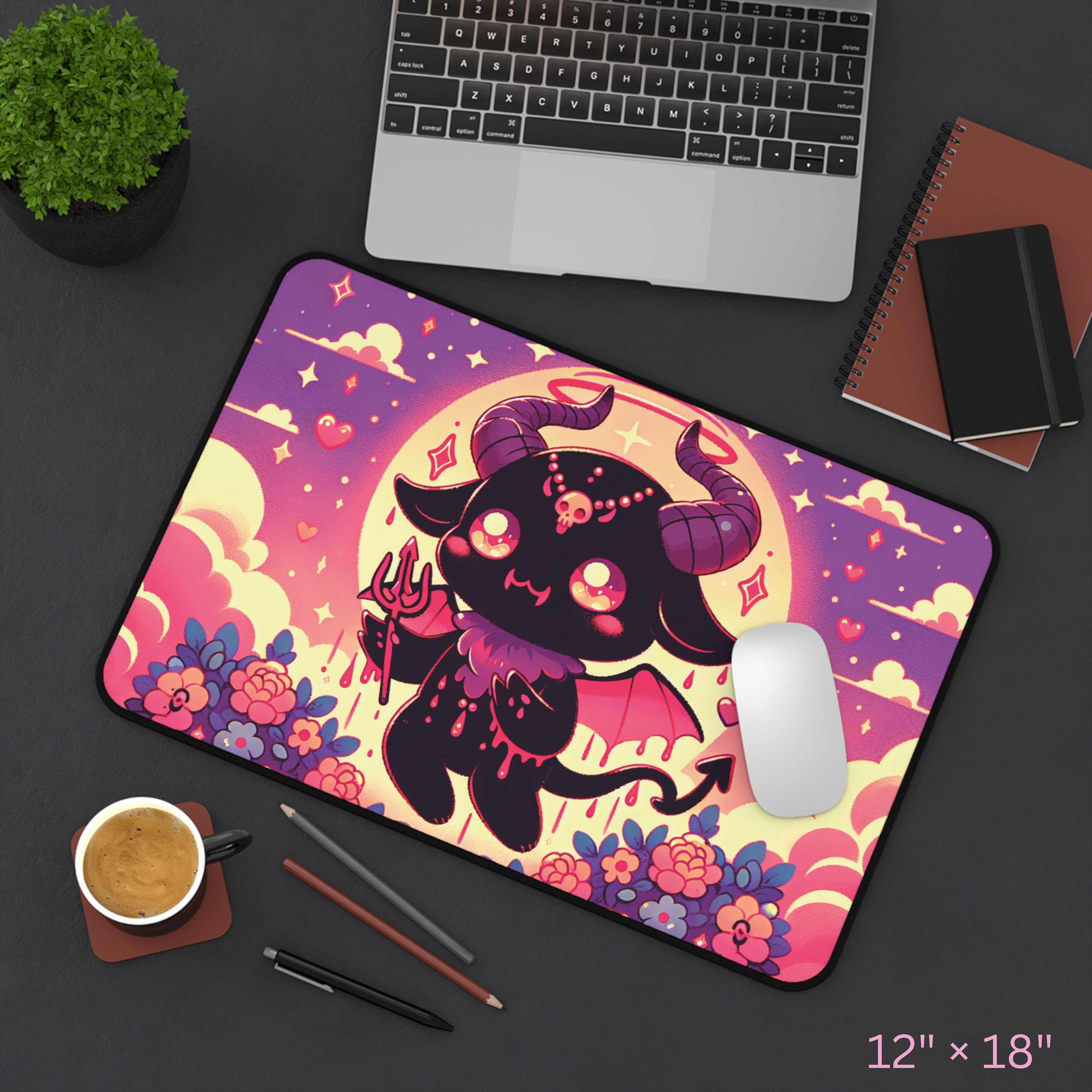 Pastel Goth Baphomet Desk Mat Cute Anime Mouse Pad Creepy Cute Desk Mat Kawaii Desk Mat