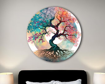 Stained Glass Painting Tree of Life, Stained Glass Window Glass Wall ...