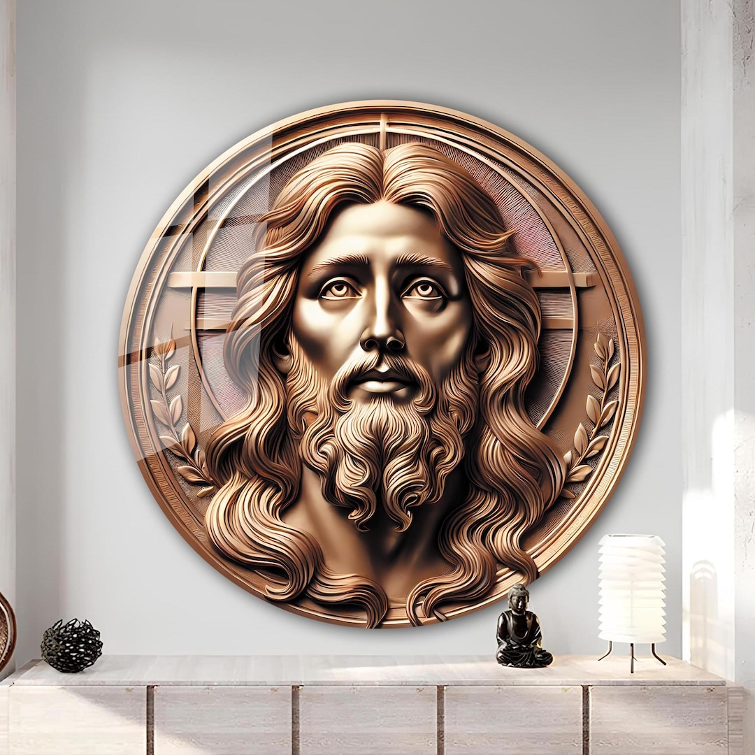 Copper Look Jesus Tempered Glass Wall Art, Christ Wall Art, Jesus of ...