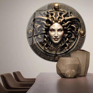 Medusa Tempered Glass Wall Art, Round Greek Decor - Etsy