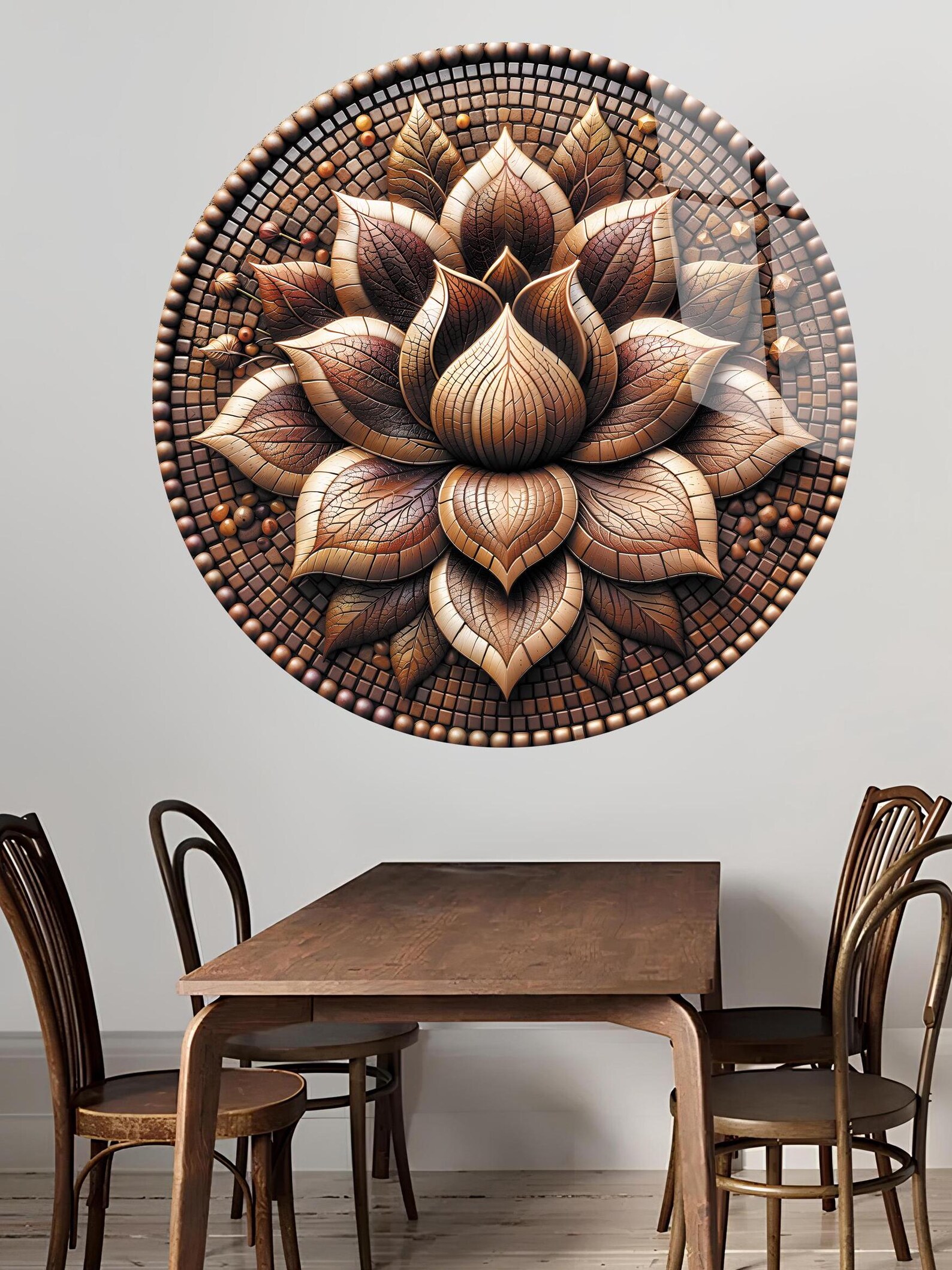 Copper Look Lotus Flower Wall Art, Tempered Glass Wall Art, Glass ...