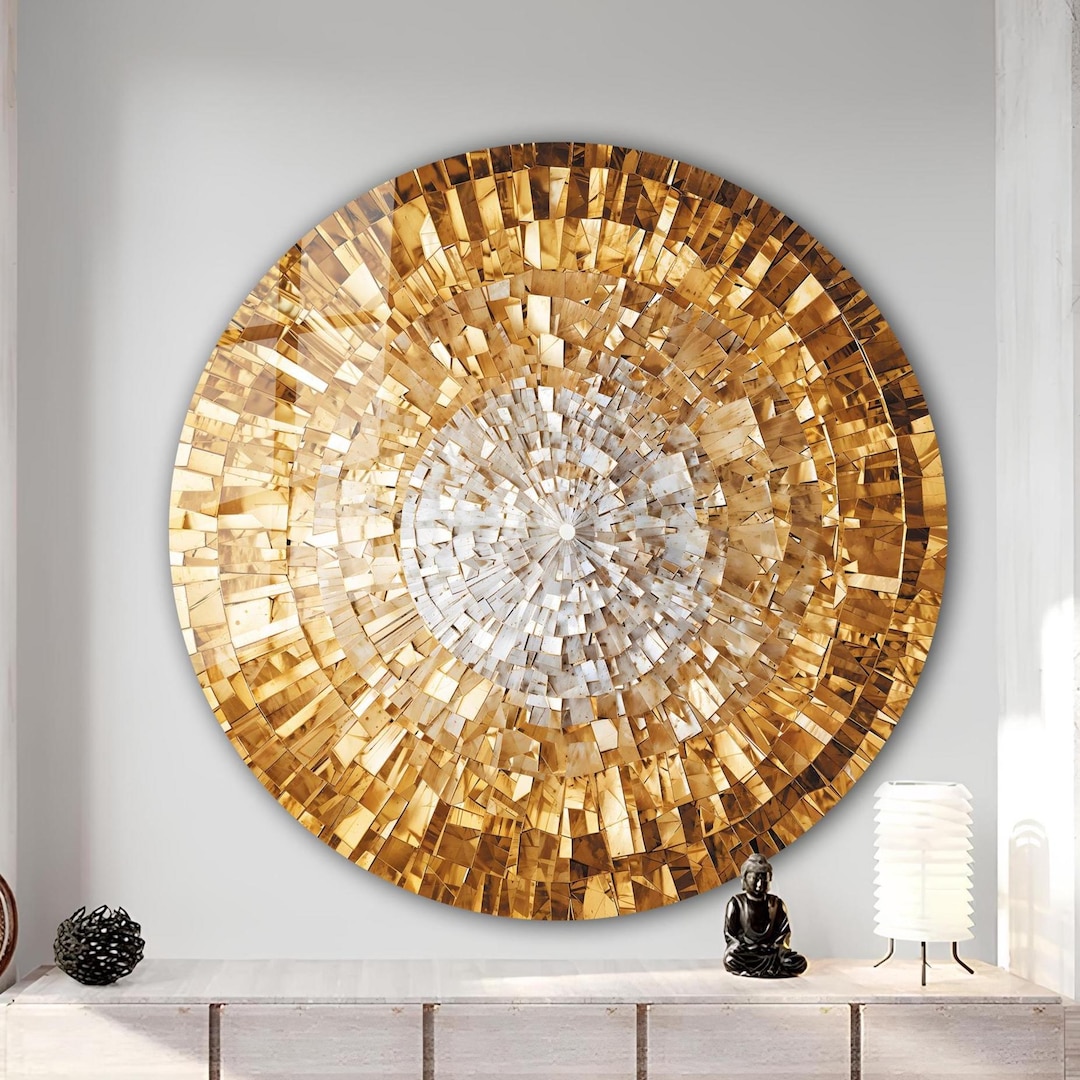 Tempered Glass Wall Art-stained Round Wall Art Gift-circle Wall Art ...
