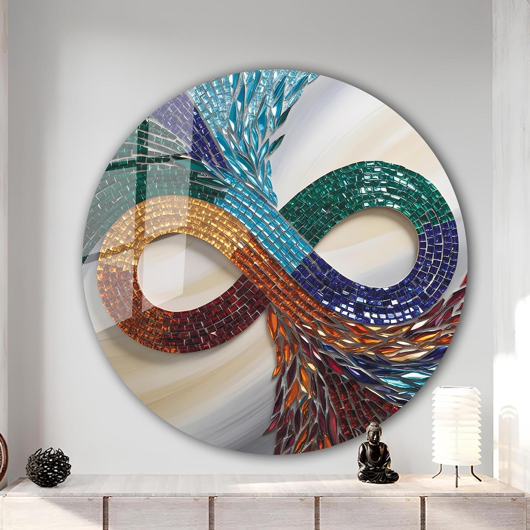 Infinity Symbol Glass Wall Art-round Ancient Mosaic-modern Art-round ...