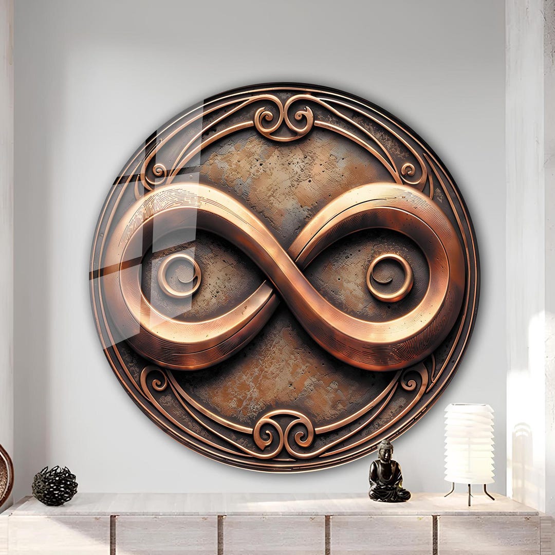 Copper Look Infinity Symbol Glass Wall Art Decor, Abstract Wall ...