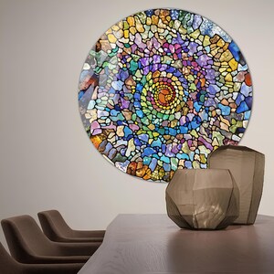 Stained Glass Wall Art Print Round Glass Art Panoramic Large Wall Art ...