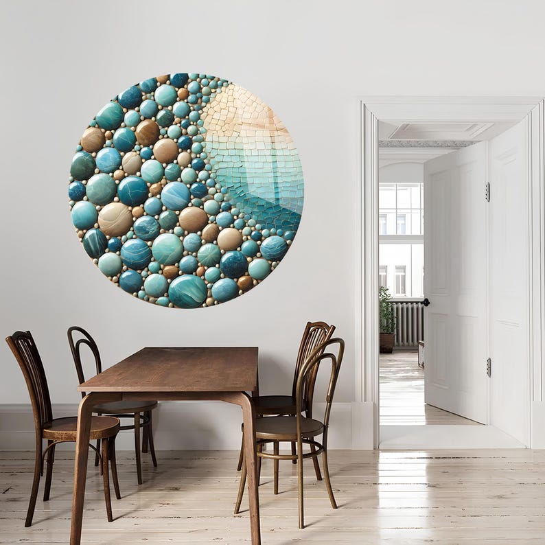 Tempered Glass Wall Art-stones Round Wall Art Gift-circle Wall Art ...