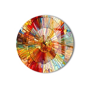 Tempered Glass Wall Art-stained Round Wall Art Gift-circle Wall Art ...