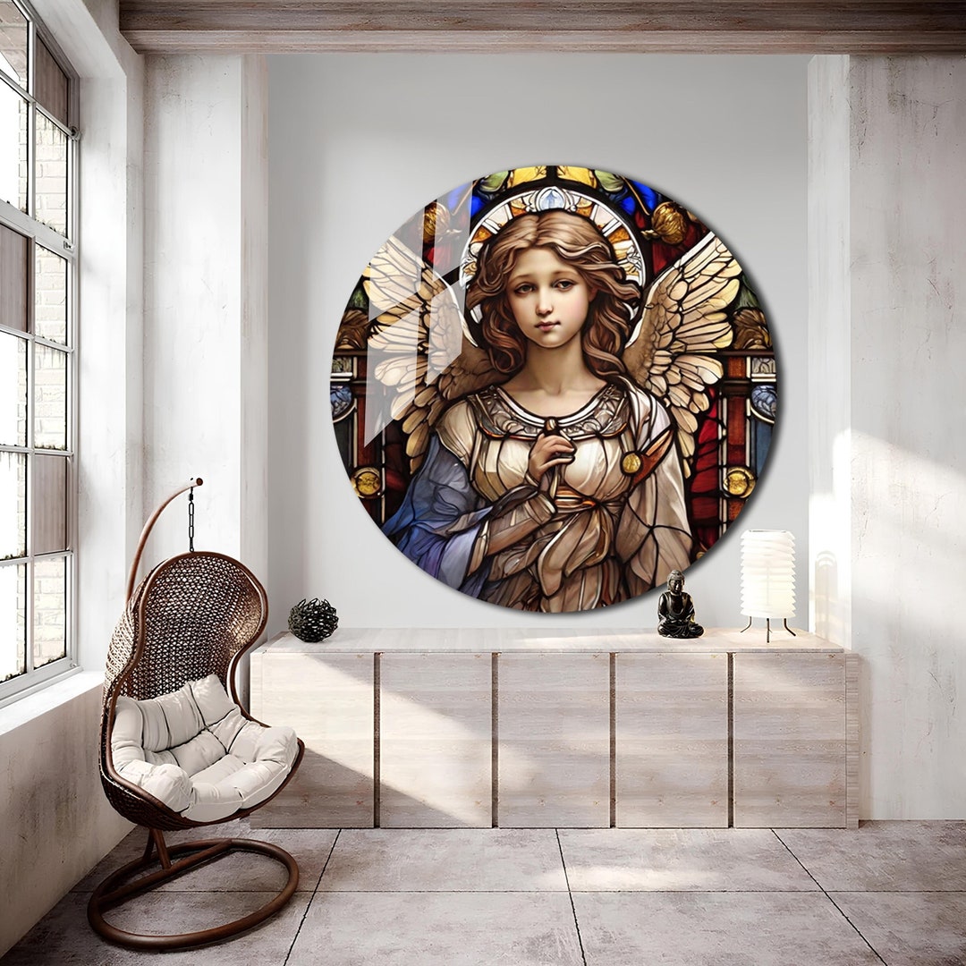 Tempered Glass Wall Art-angel Wall Decor-angel Home Decor-glass ...