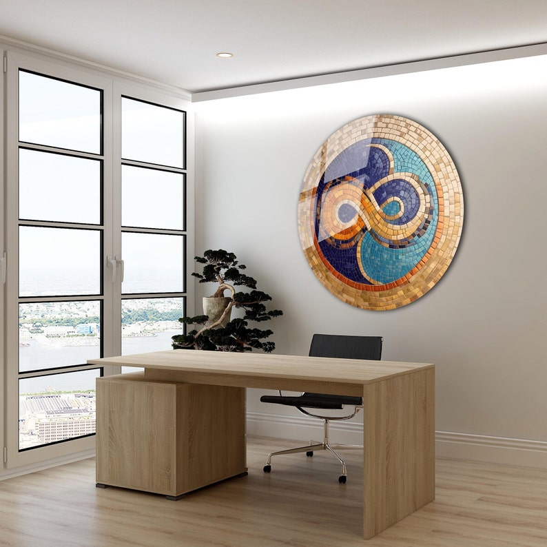 Infinity Symbol Glass Wall Art-round Ancient Mosaic-modern Art-round ...