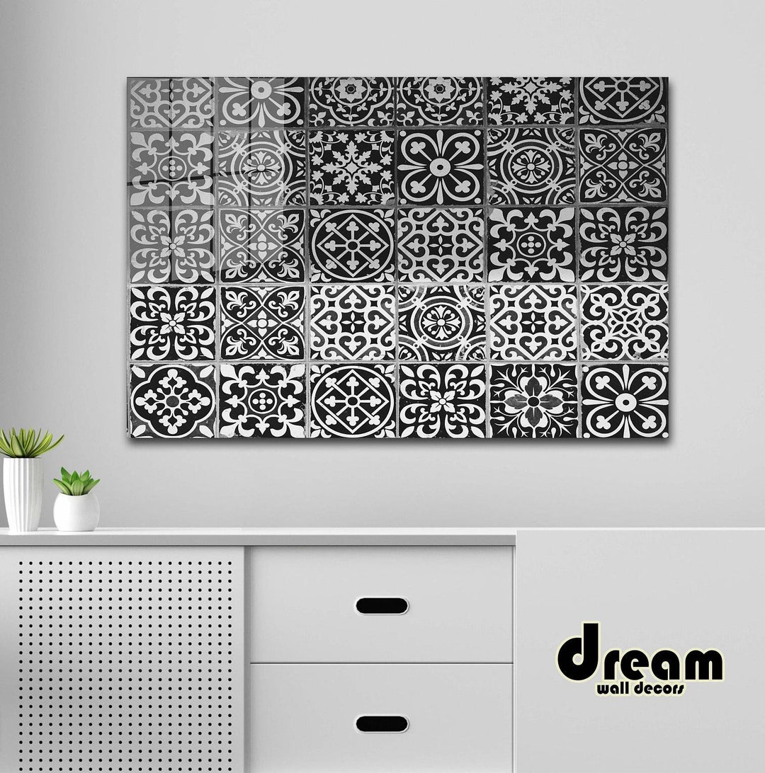 Korean Pattern Tempered Glass Wall Art – Asian Decor - Etsy