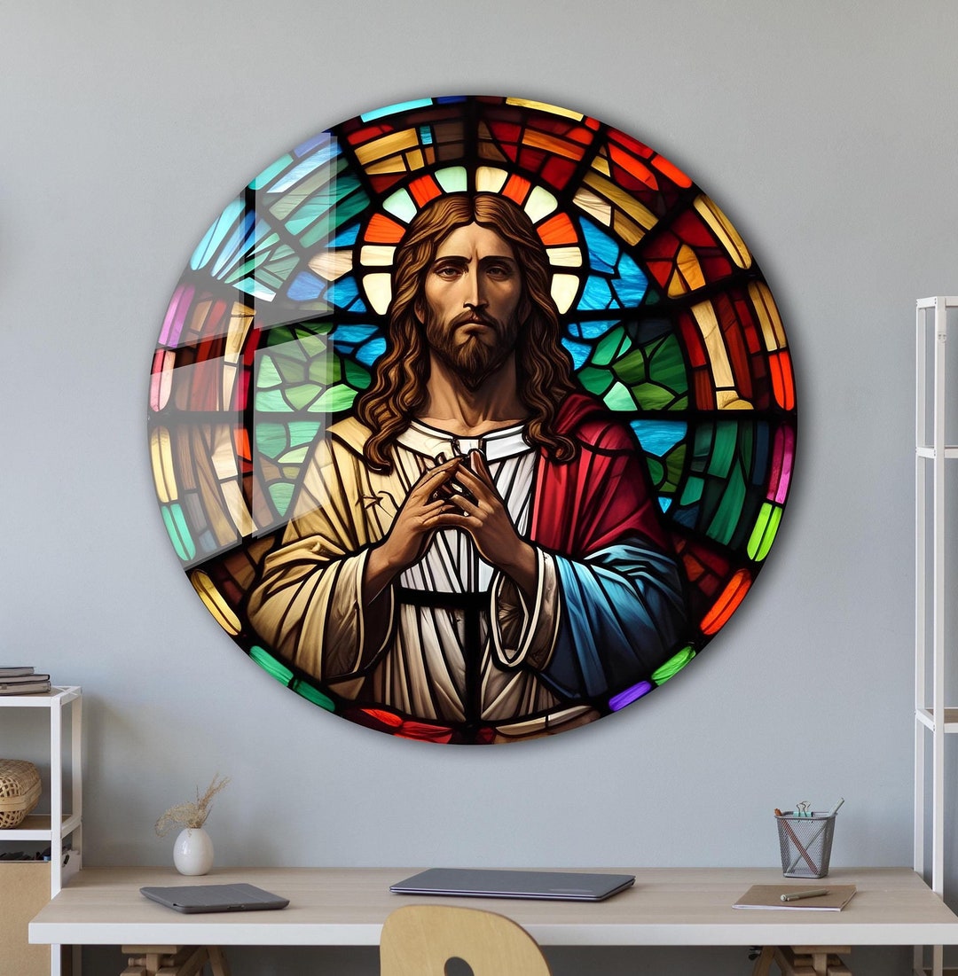 Jesus Christ Stained Glass Design Wall Painting Art Decor Gift ...